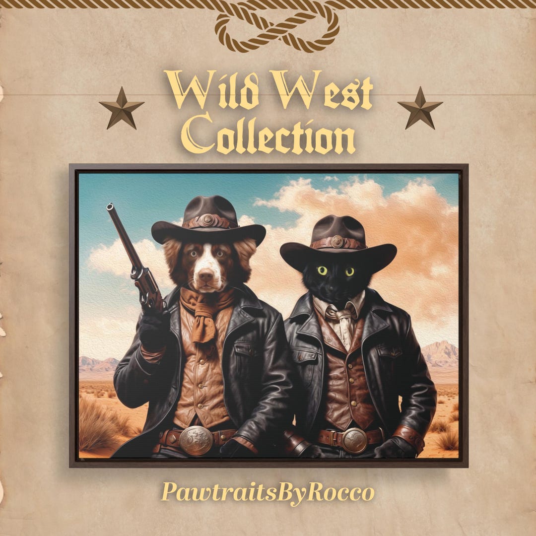 Cowboy Pet Portrait, Western Pet Art, Personalized Painting, Unique ...
