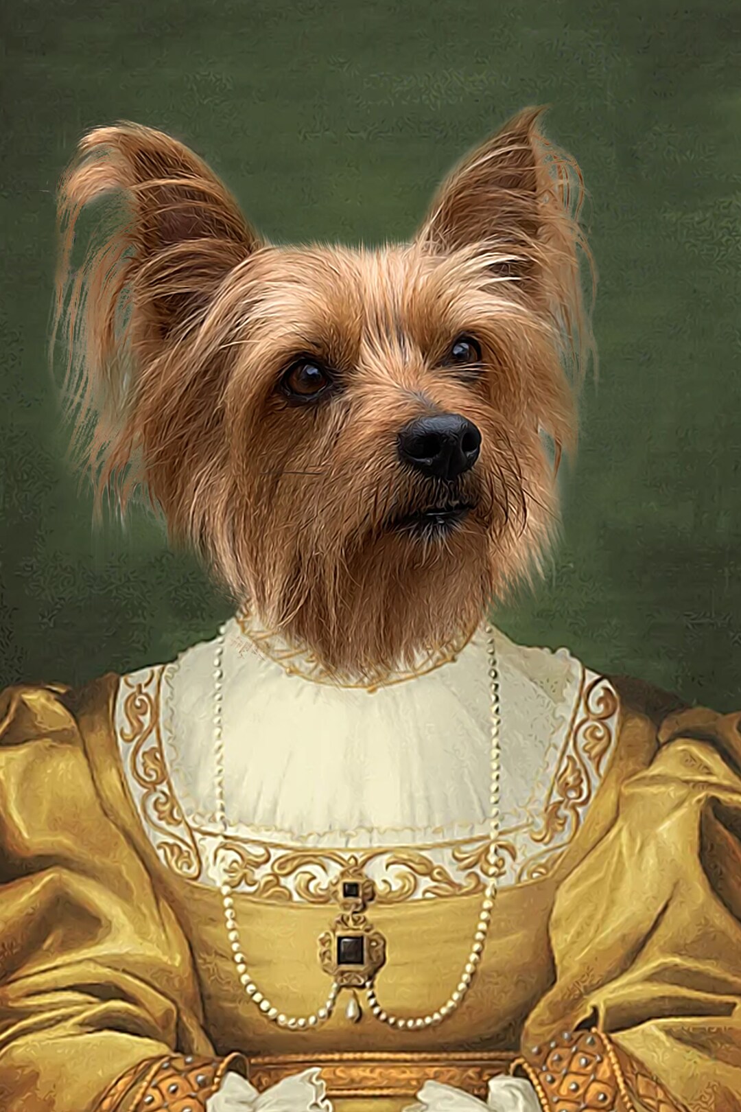Custom Pet Portrait, Regal Queen Dog Portrait, Pet Gift, Rennaissance ...
