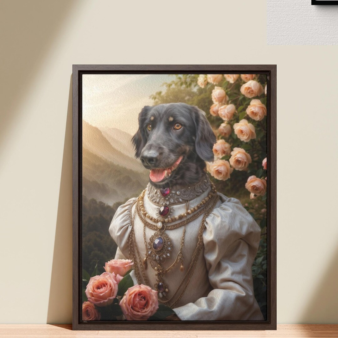 Custom pet portrait, queen pet painting, royal dog art, pet wall decor ...