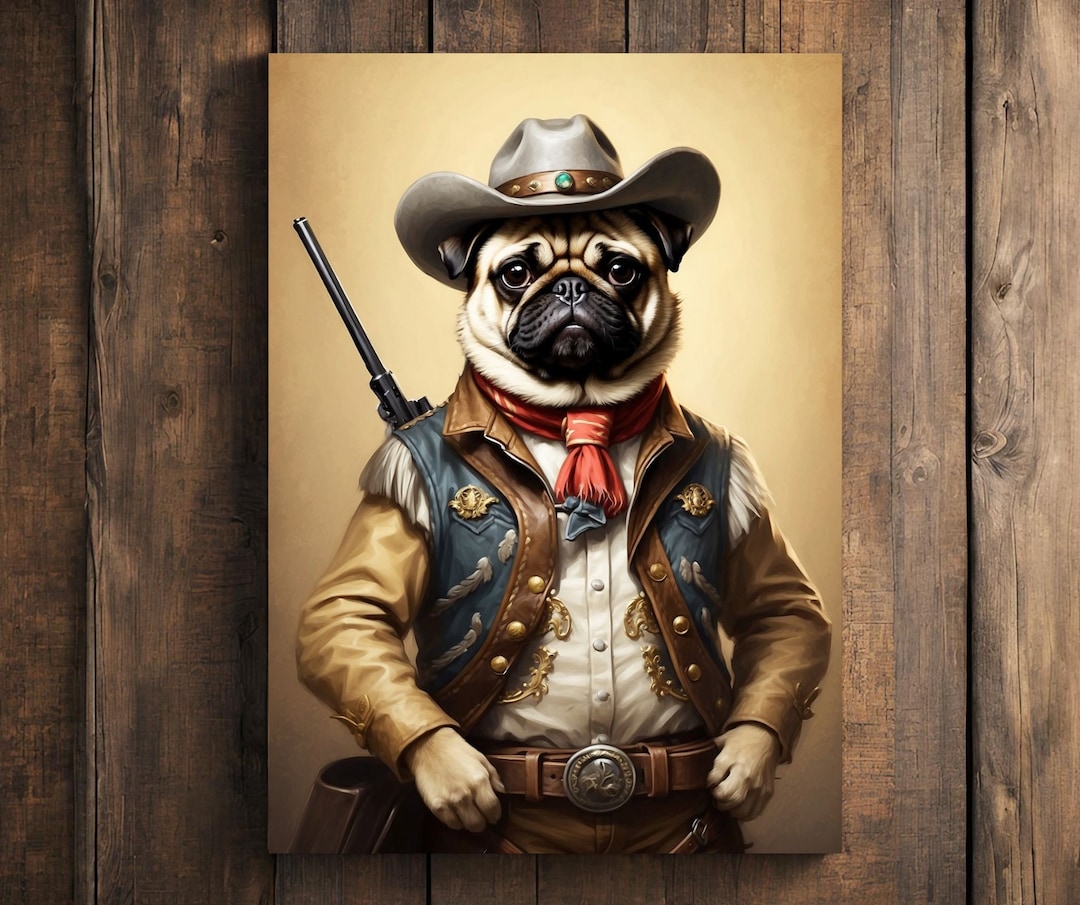 Custom Pet Portrait, Cowboy Dog Portrait, Pet Loss Gift, Western Decor ...