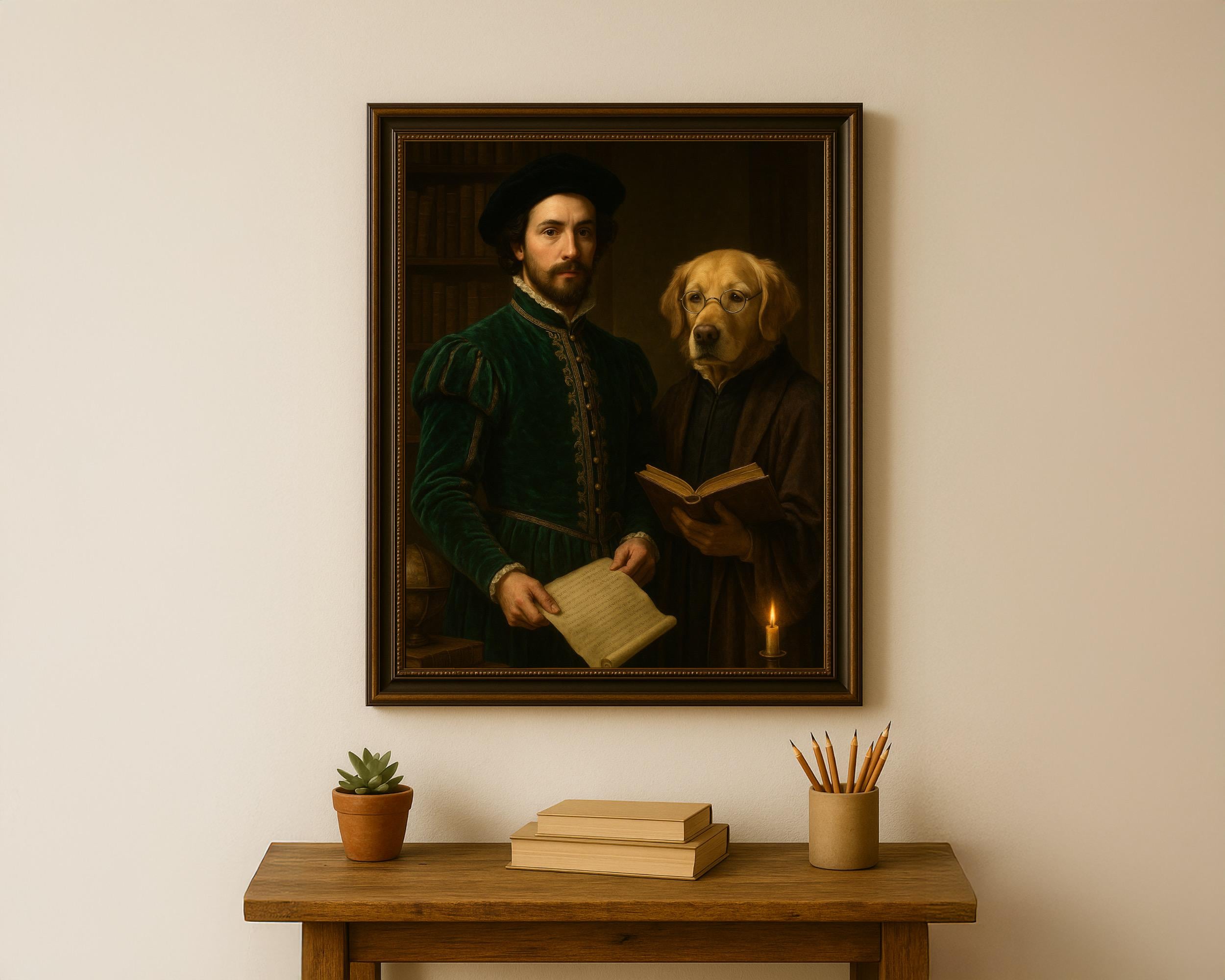 Custom Human and Dog Portrait From Photo, Personalized Human and Pet ...