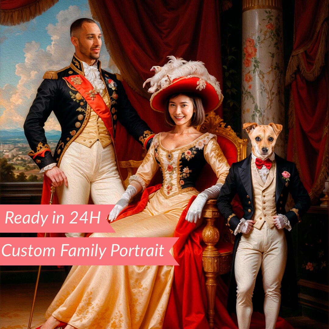 Custom Family and Pet Portrait, Royal Human and Pet Portrait ...