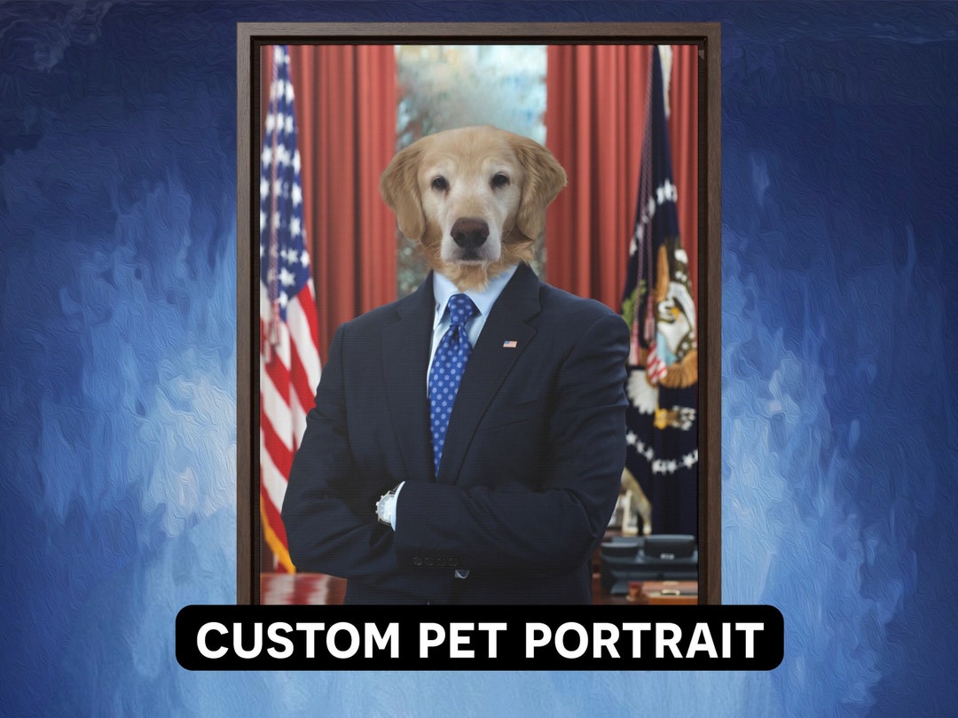 Custom Birthday Dog Gift, Personalized Pet Painting, Dog President ...