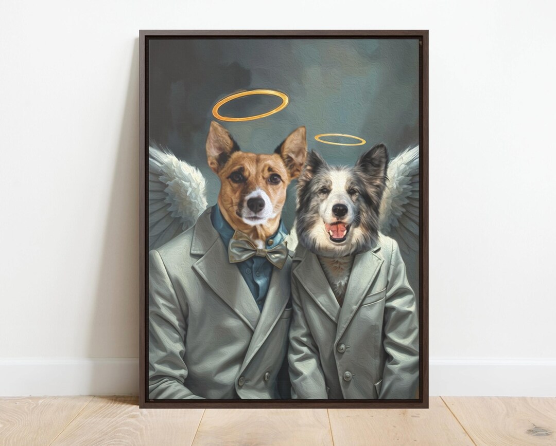 Personalized Dog Portrait, Memorial Pet Art, Custom 2 Pet Portrait, Pet ...