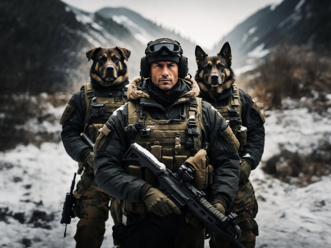 Custom Military Human and Pets Portrait, Painting of Soldier Dog, Canva ...