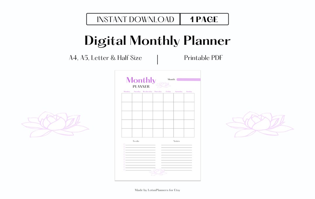 BEST DIGITAL PLANNER, Plan Your Month Ahead With This Printable Purple ...