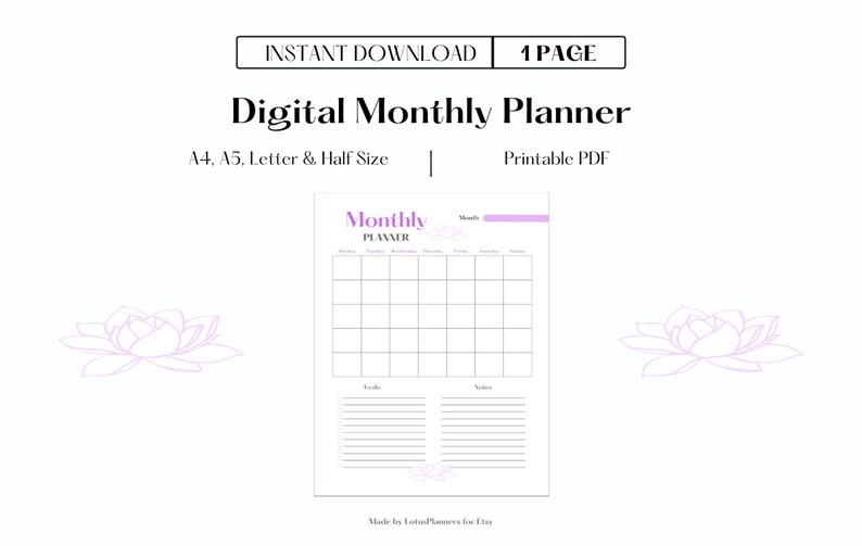 BEST DIGITAL PLANNER, Plan Your Month Ahead With This Printable Purple ...