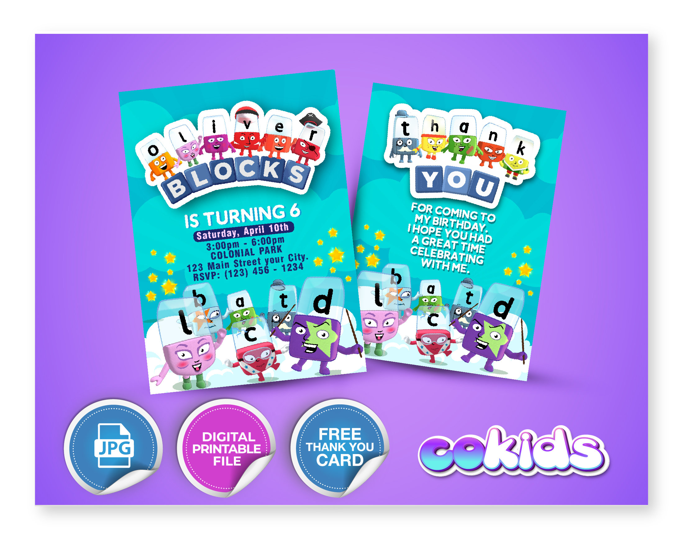 Invitations Paper & Party Supplies Alphablocks Birthday Party ...