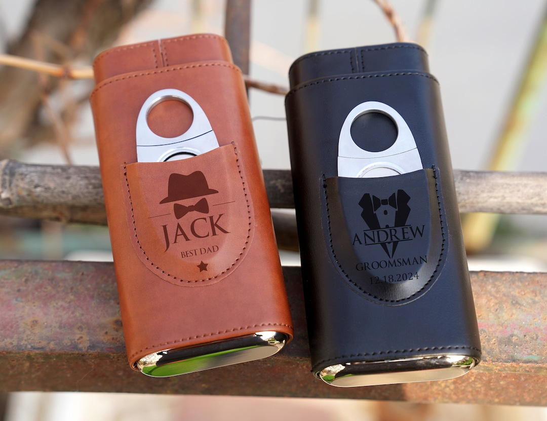 Cigar Case With Cigar Cutter, Engraved Cigar Case, Cigar Holder ...