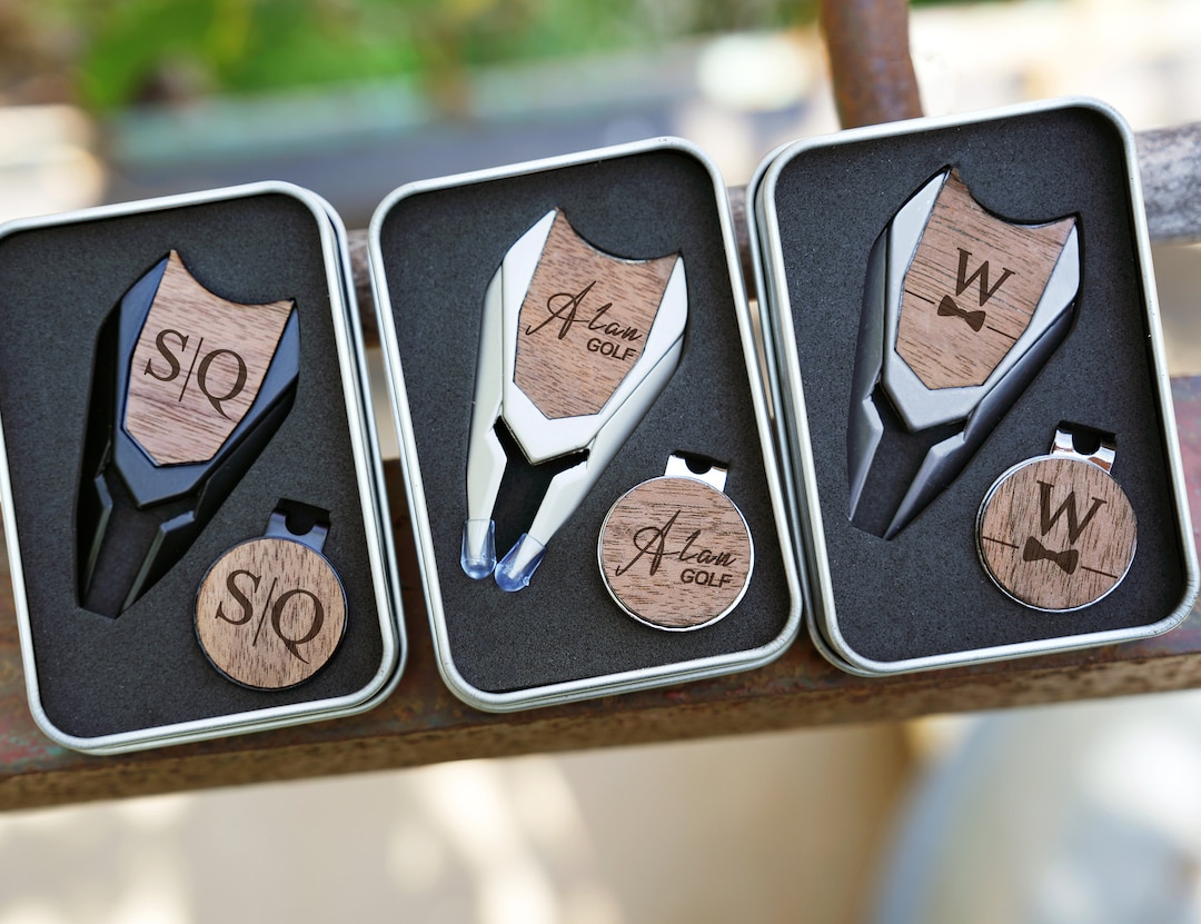 Personalized Golf Divot Repair and Ball Marker Set, Custom Engraved ...