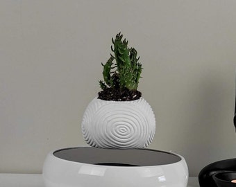 Flying Pot Levitating Floating Plant Pot Magnetic Rotating Air Bonsai ...