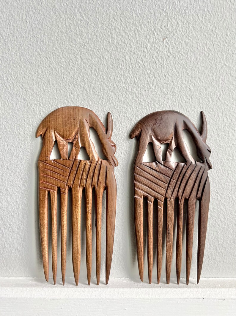Afro Wood Combs African Art Handmade Woodwork Hair - Etsy