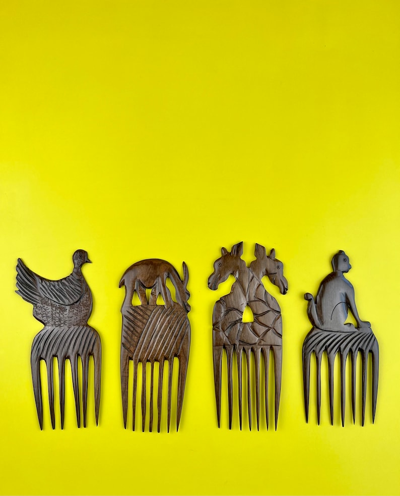 Afro Wood Combs – African Art, Handmade, Woodwork, Hair Accessory ...