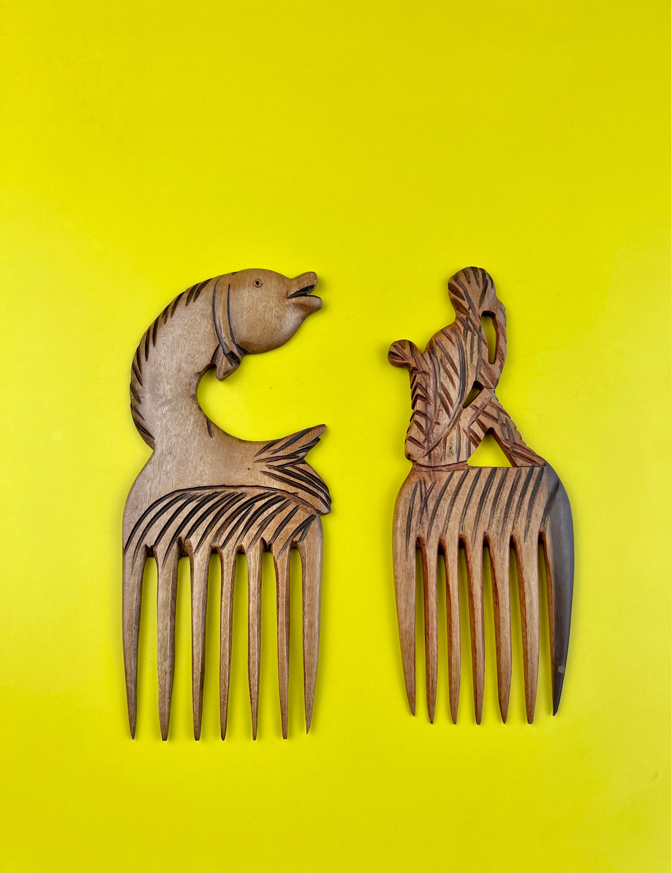 Afro Wood Combs – African Art, Handmade, Woodwork, Hair Accessory ...