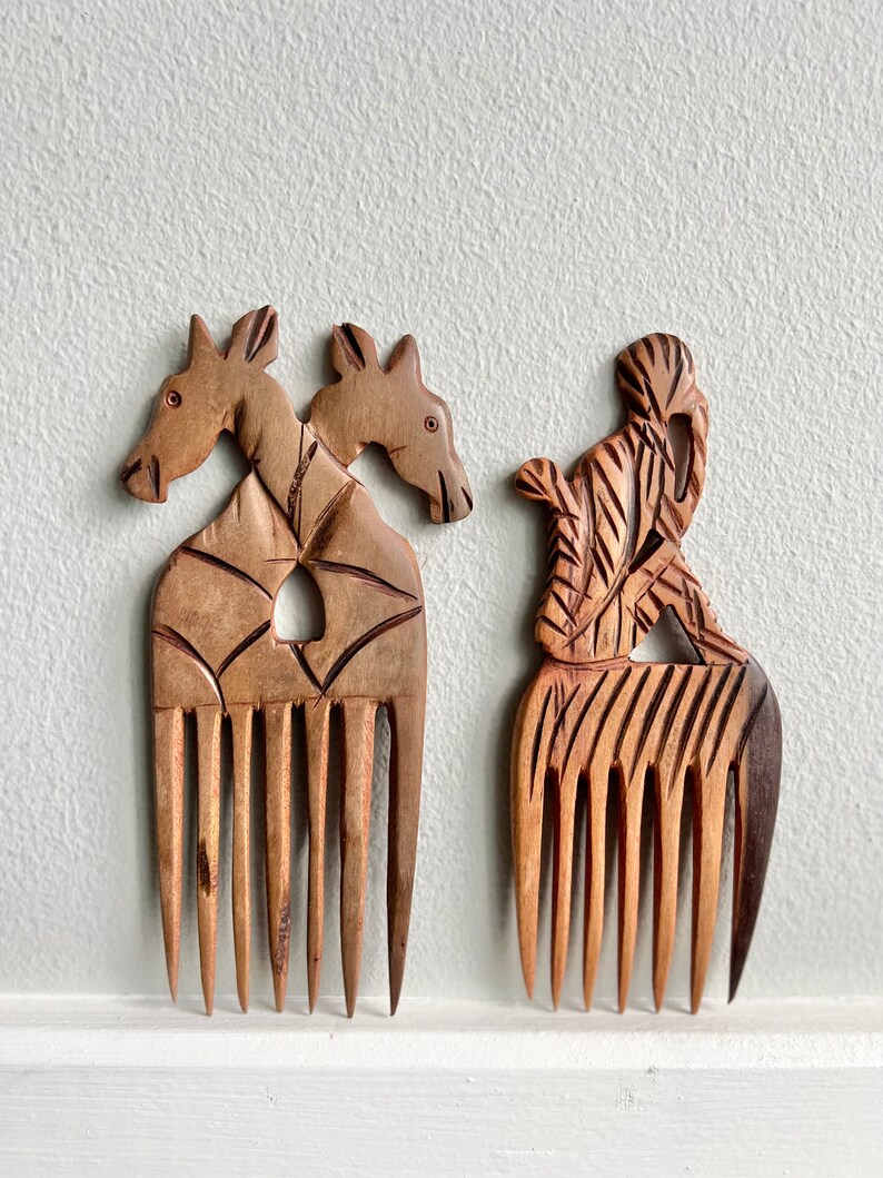 Afro Wood Combs African Art Handmade Woodwork Hair - Etsy