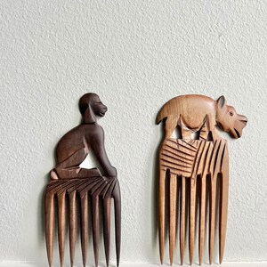 Afro Wood Combs African Art Handmade Woodwork Hair - Etsy