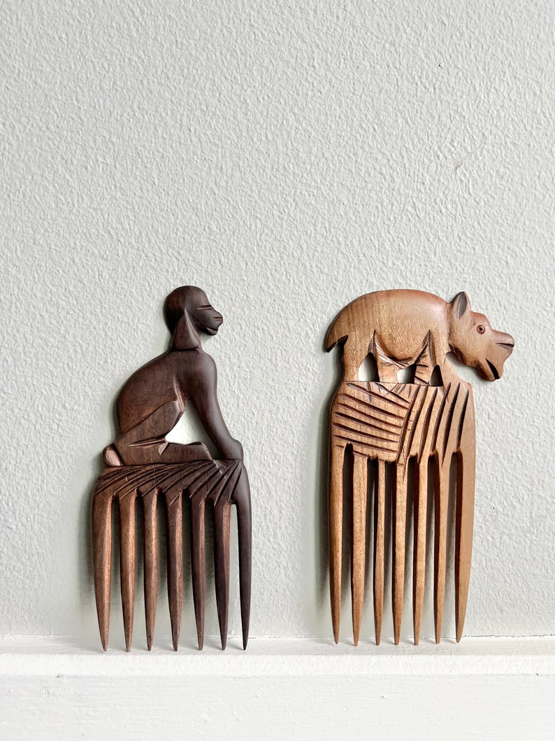 Afro Wood Combs African Art Handmade Woodwork Hair - Etsy