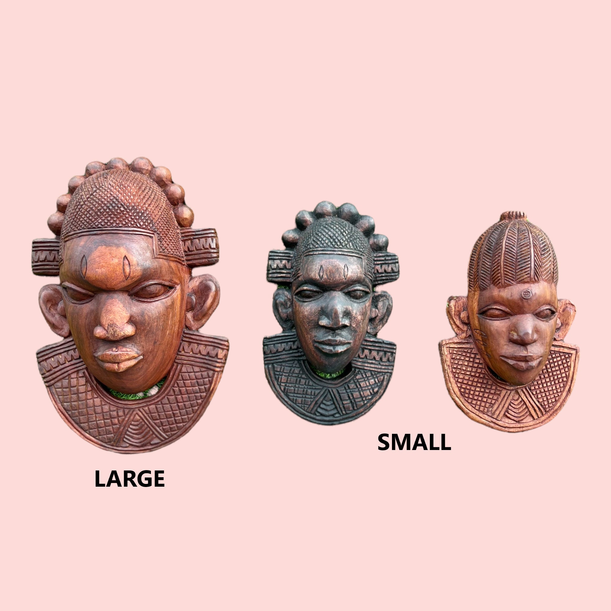 Authentic Handmade African Queen Mask – African Art, Wood Wall Décor ...