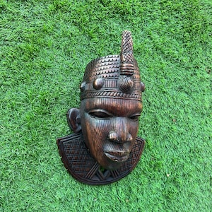 Authentic Handmade King Mask – African Art, Woodwork, Sculptures, Wood ...