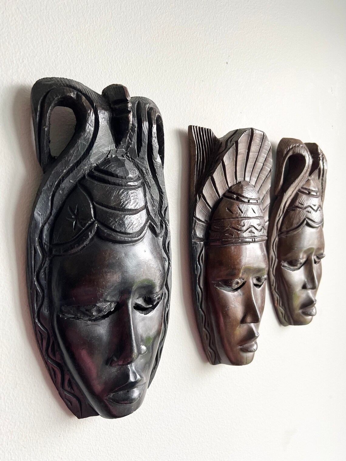 Authentic Handmade Tribal Woman Face Mask African Art, Wood Wall Décor ...
