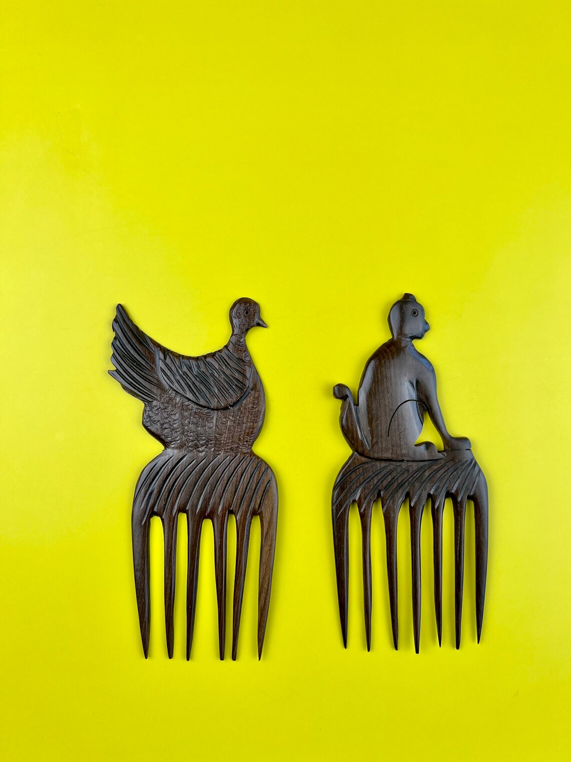 Afro Wood Combs African Art Handmade Woodwork Hair - Etsy