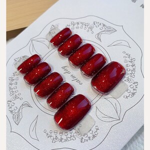 Cherry Red With Silver Glitter Lining Gel Polish Nail Red Nails ...