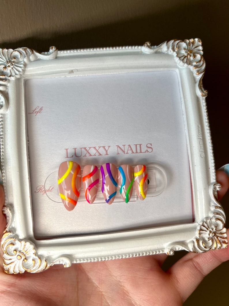 Spring Nails Neon Bright Colors Nails Rainbow Nails Summer - Etsy