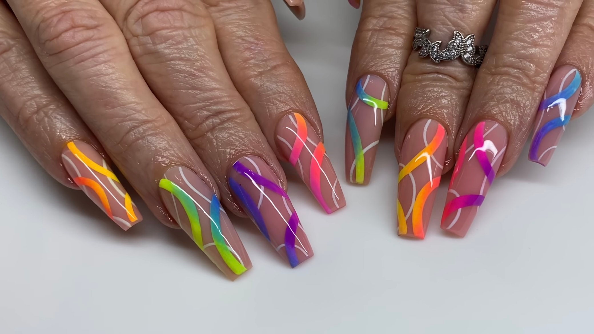 Multi Colored Neon Nails