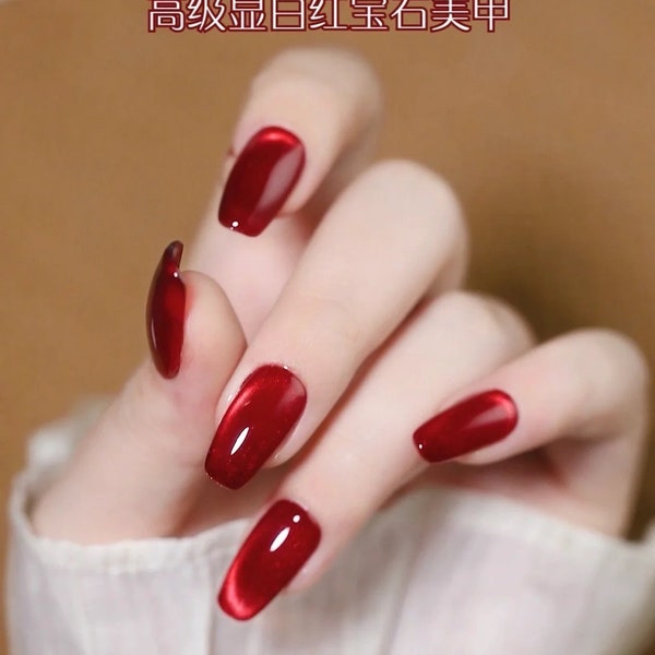 Red Cat Eye Nails - Etsy