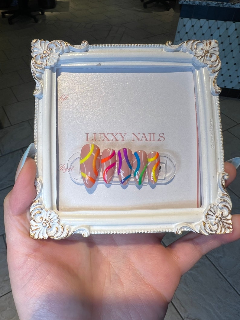 Spring Nails Neon Bright Colors Nails Rainbow Nails Summer - Etsy