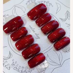 Cherry Red With Silver Glitter Lining Gel Polish Nail Red Nails ...