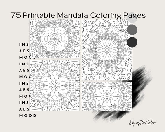 75 Printable Mandala Digital Coloring Pages Coloring Pages | Etsy