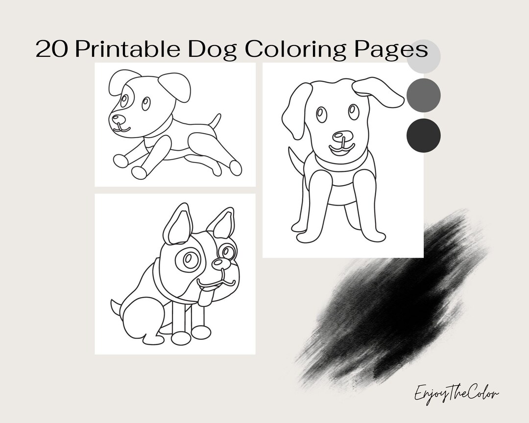 20 Printable Dog Digital Coloring Pages - Coloring Pages for Kids, Boys ...