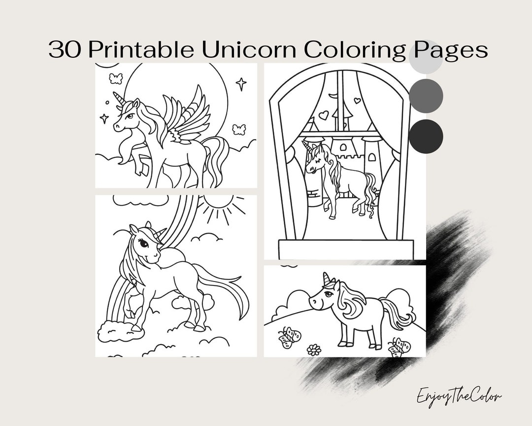 30 Printable Unicorn Digital Coloring Pages - Coloring Pages for Kids ...