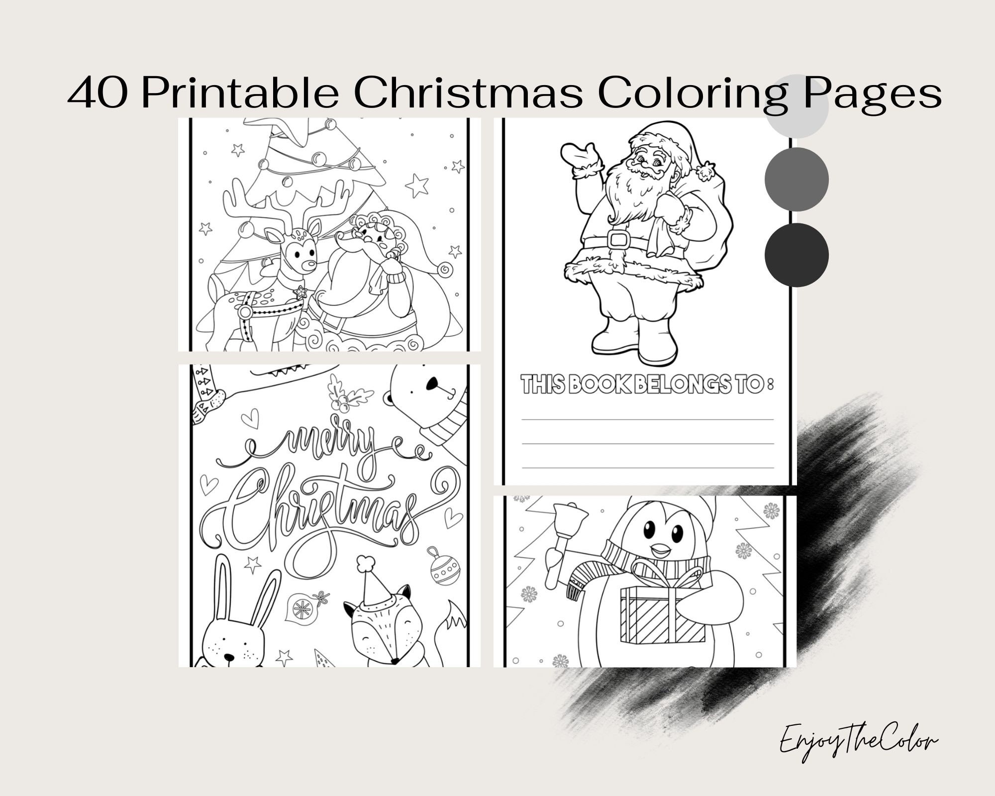 40 Printable Christmas Digital Coloring Pages - Coloring Pages for Kids ...