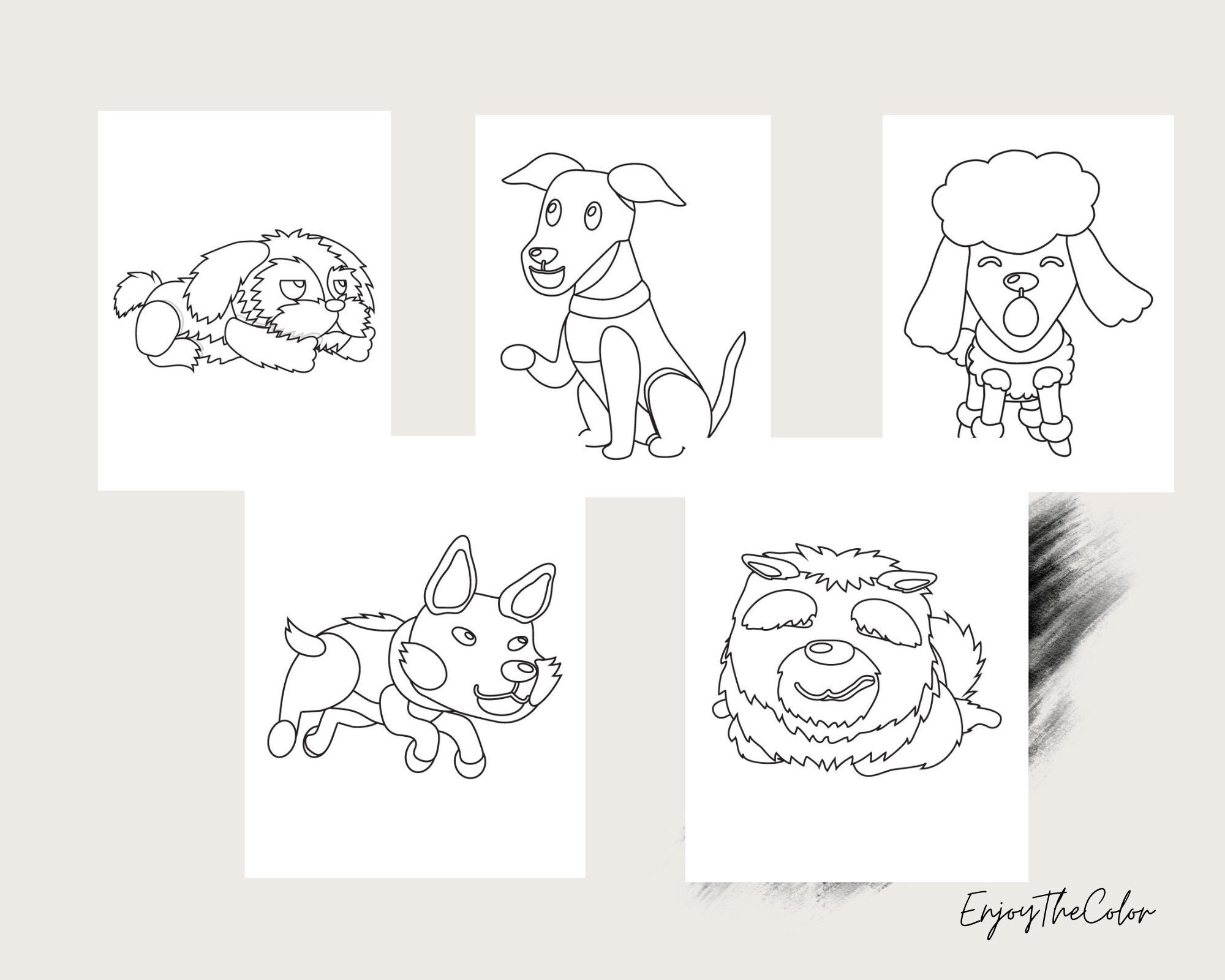 20 Printable Dog Digital Coloring Pages - Coloring Pages for Kids, Boys ...