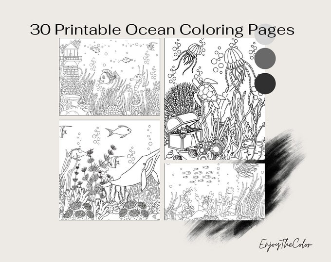 30 Printable Ocean Digital Coloring Pages Coloring Pages for - Etsy