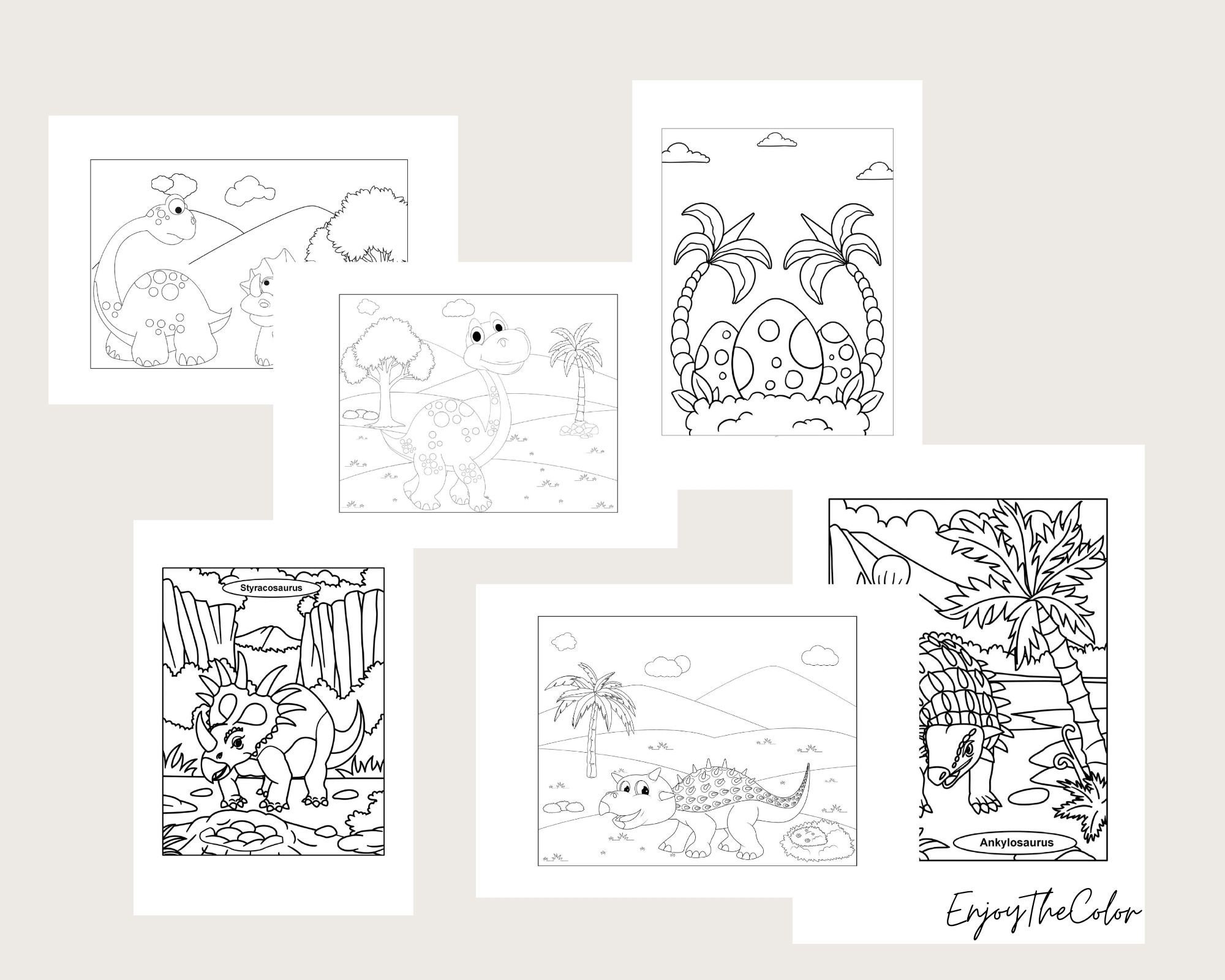 50 Printable Dinosaur Digital Coloring Pages - Coloring Pages for Kids ...