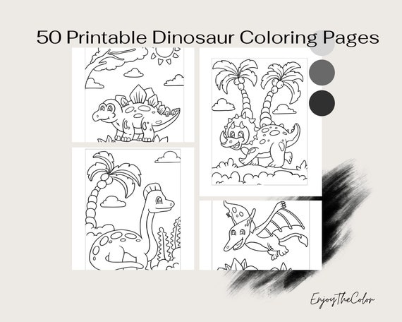 50 Printable Dinosaur Digital Coloring Pages Coloring Pages - Etsy
