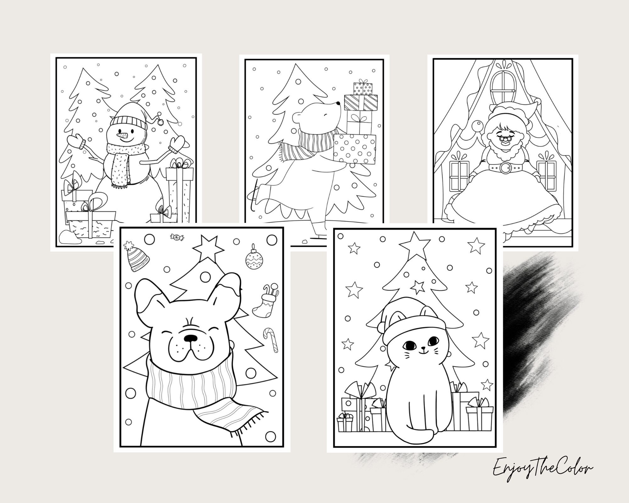 40 Printable Christmas Digital Coloring Pages - Coloring Pages for Kids ...