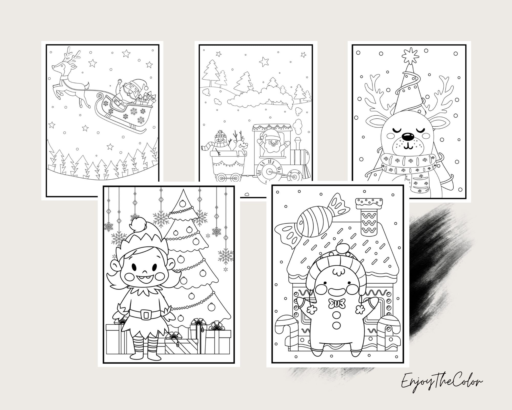 40 Printable Christmas Digital Coloring Pages - Coloring Pages for Kids ...