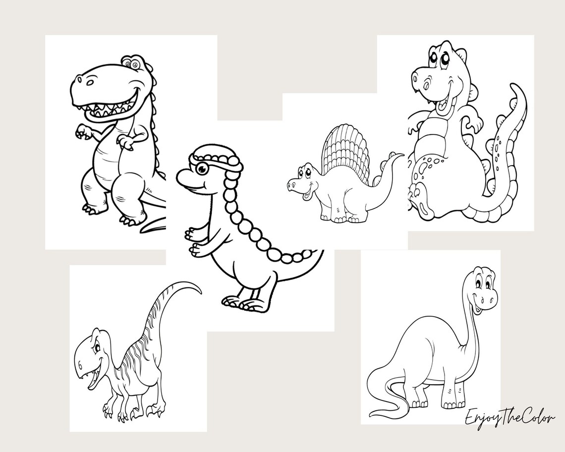 50 Printable Dinosaur Digital Coloring Pages Coloring Pages for Kids ...