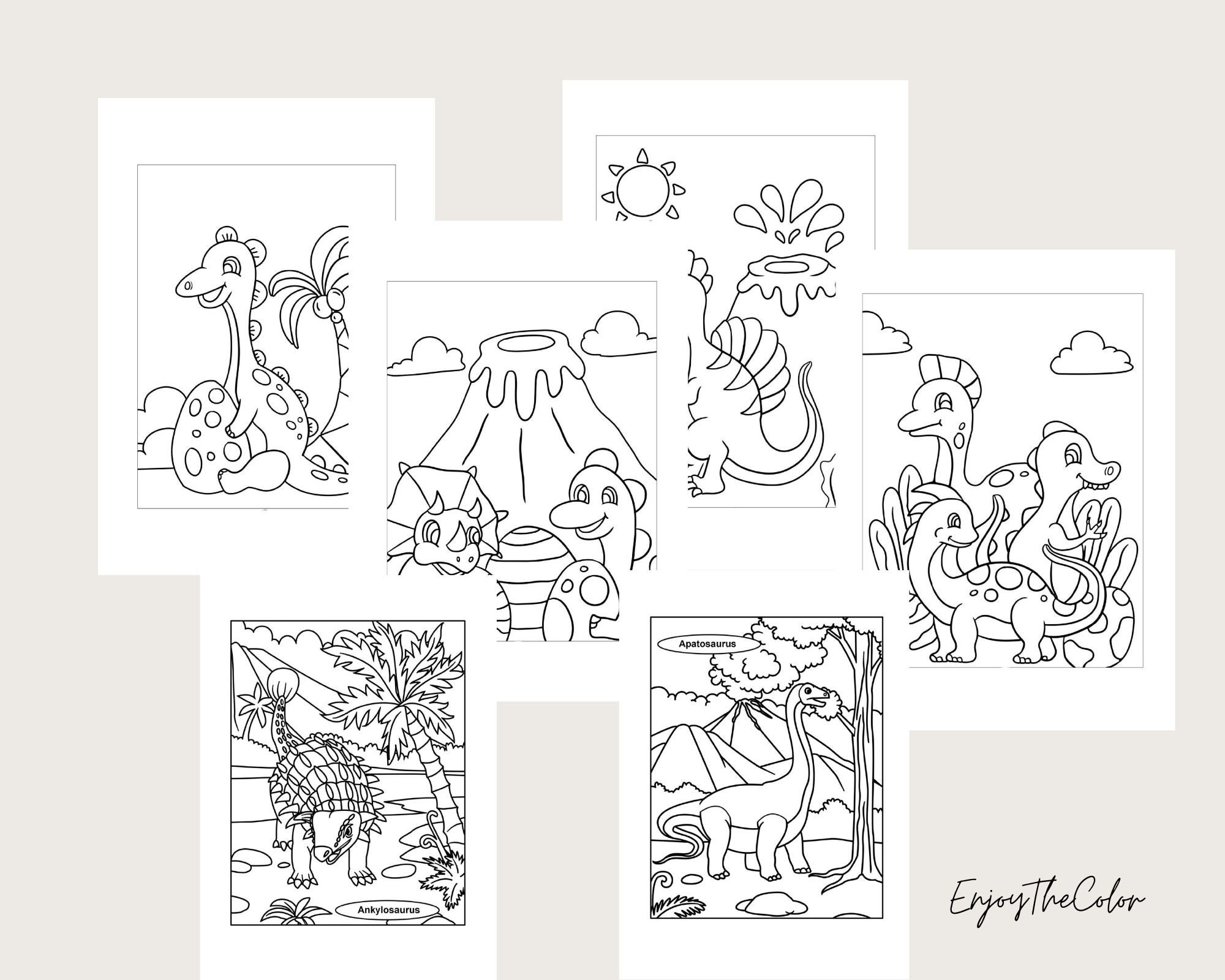 50 Printable Dinosaur Digital Coloring Pages - Coloring Pages for Kids ...