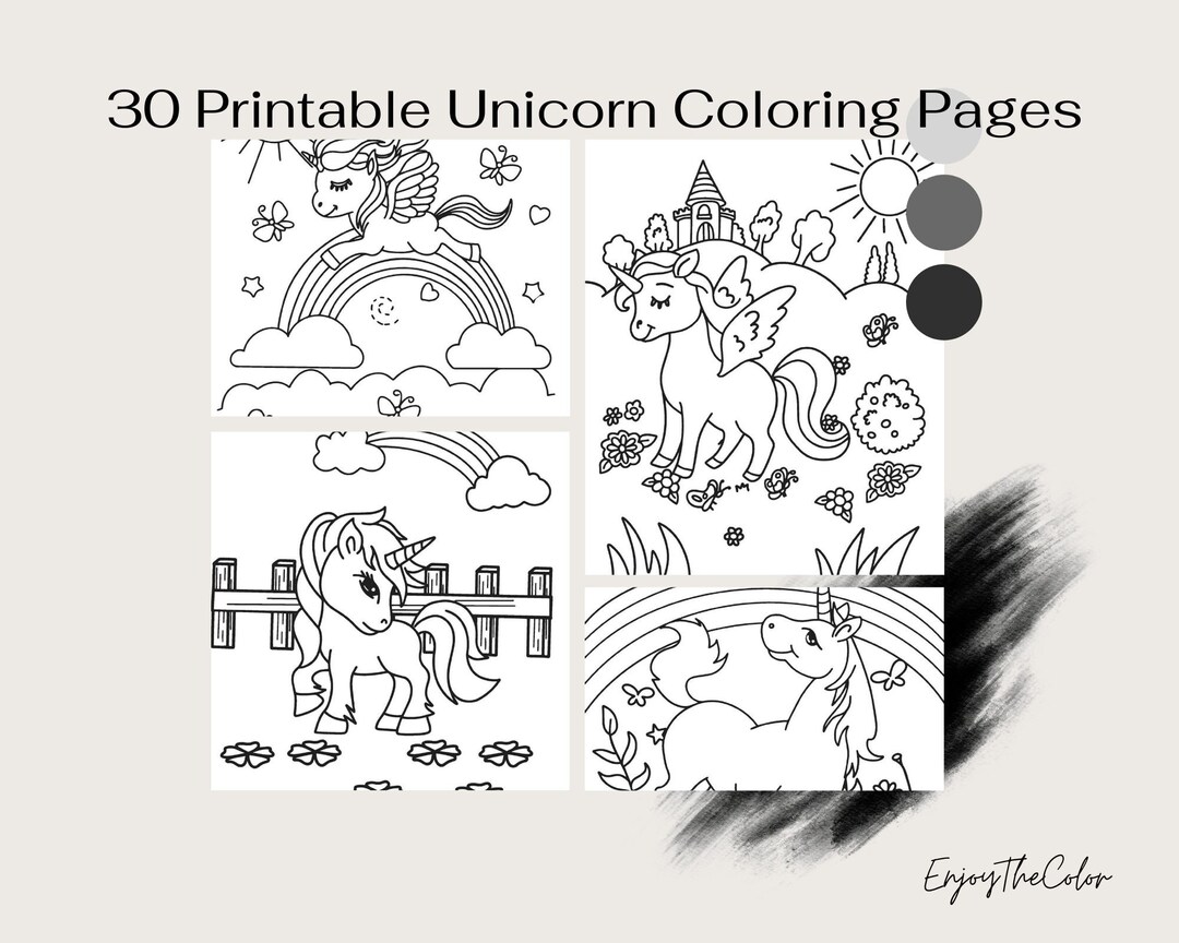 30 Printable Unicorn Digital Coloring Pages - Coloring Pages for Kids ...