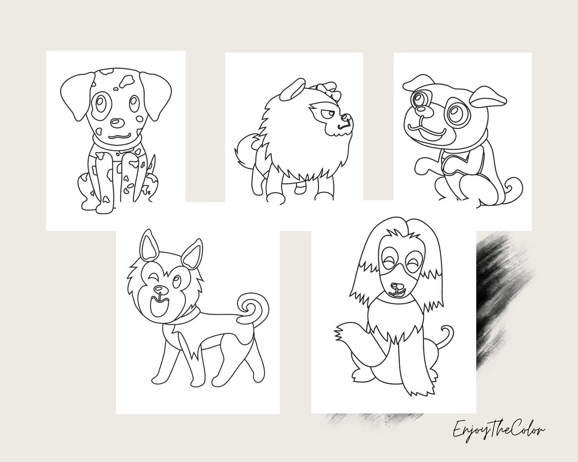 20 Printable Dog Digital Coloring Pages - Coloring Pages for Kids, Boys ...