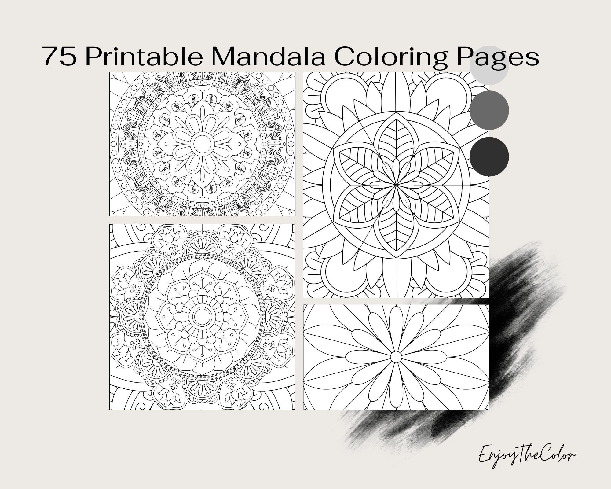 75 Printable Mandala Digital Coloring Pages - Coloring Pages for Teen ...