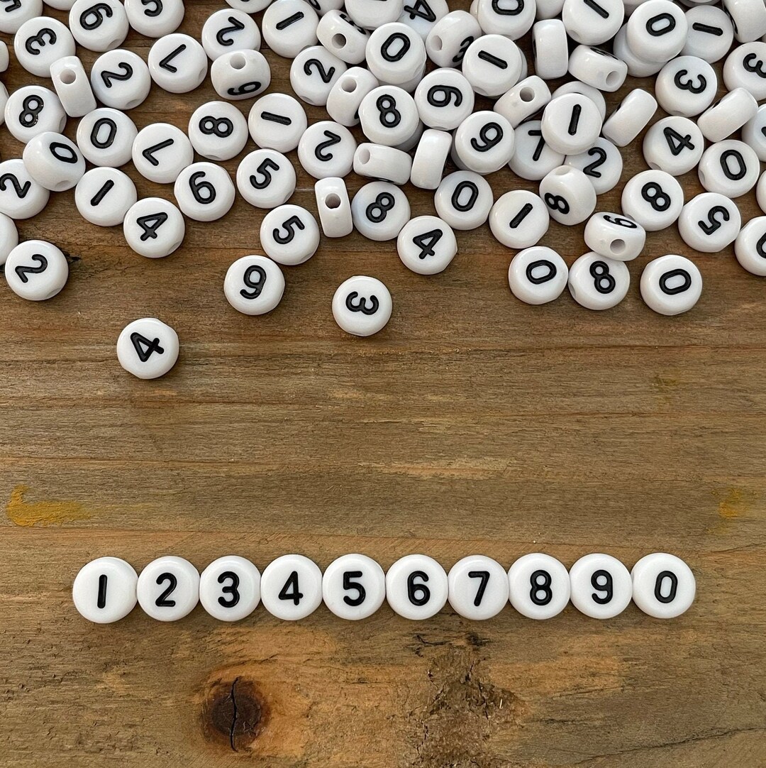 Number White Beads, Letter Beads, Heart Beads, Star Beads, 123 Beads ...