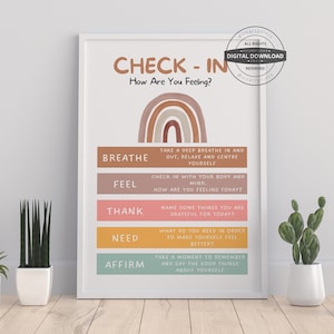 Feelings Check in Poster Emotional Regulation Mental Health Self Care ...