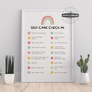 Daily Check-in Poster Self-care Daily Checklist Challenging Negative ...