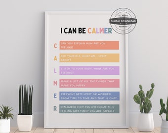 Kids Calming Corner Wall Art Classroom Boho Calm Down Printable Decor ...